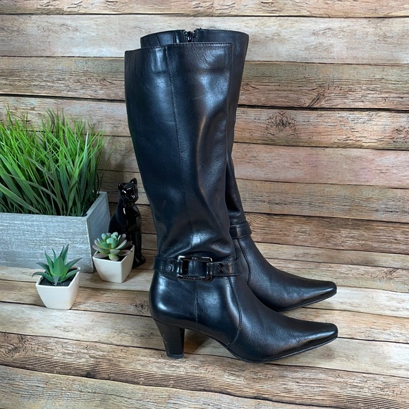 Anne Klein | Shoes | Anne Klein Black Leather Boots Iflex Soles Size 55 ...